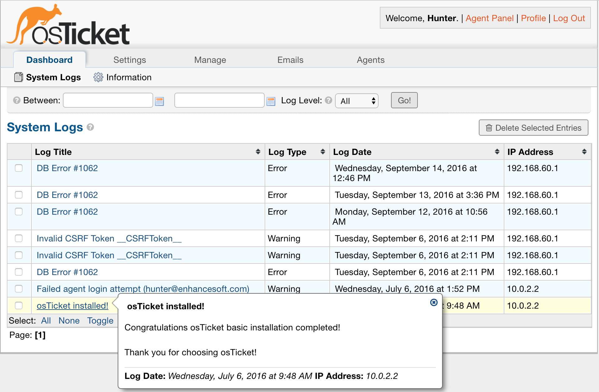 System Logs OsTicket 1 17 1 Documentation